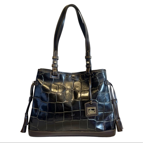 Dooney & Bourke | Bags | Dooney And Bourke Croc Snake Embossed Brown ...